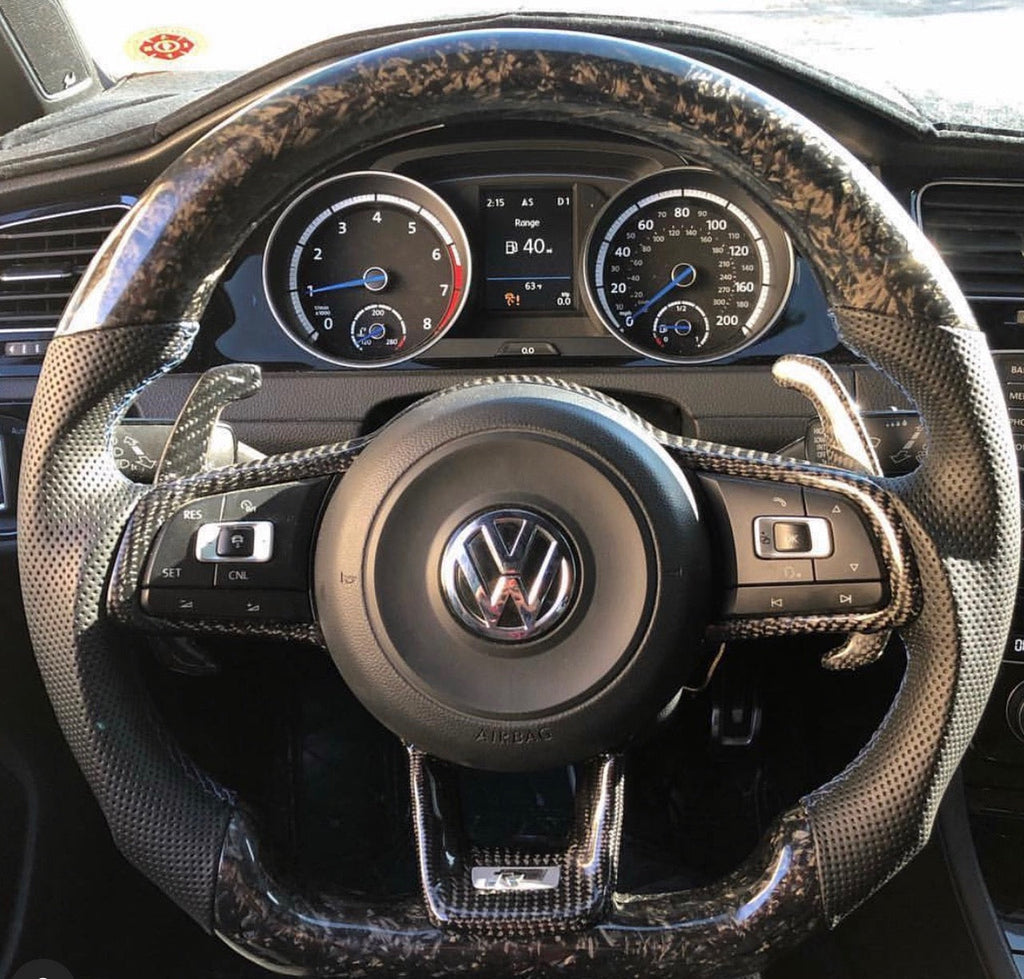 VW Golf MK7/7.5 GTI & R - Carbon Fibre Steering Wheel (LED Race Displa ...